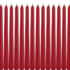 Red Taper Candles - Set of 14 Dripless Candles - 10 inch Tall, 3/4 inch Thick - 7.5 Hour Clean Burning