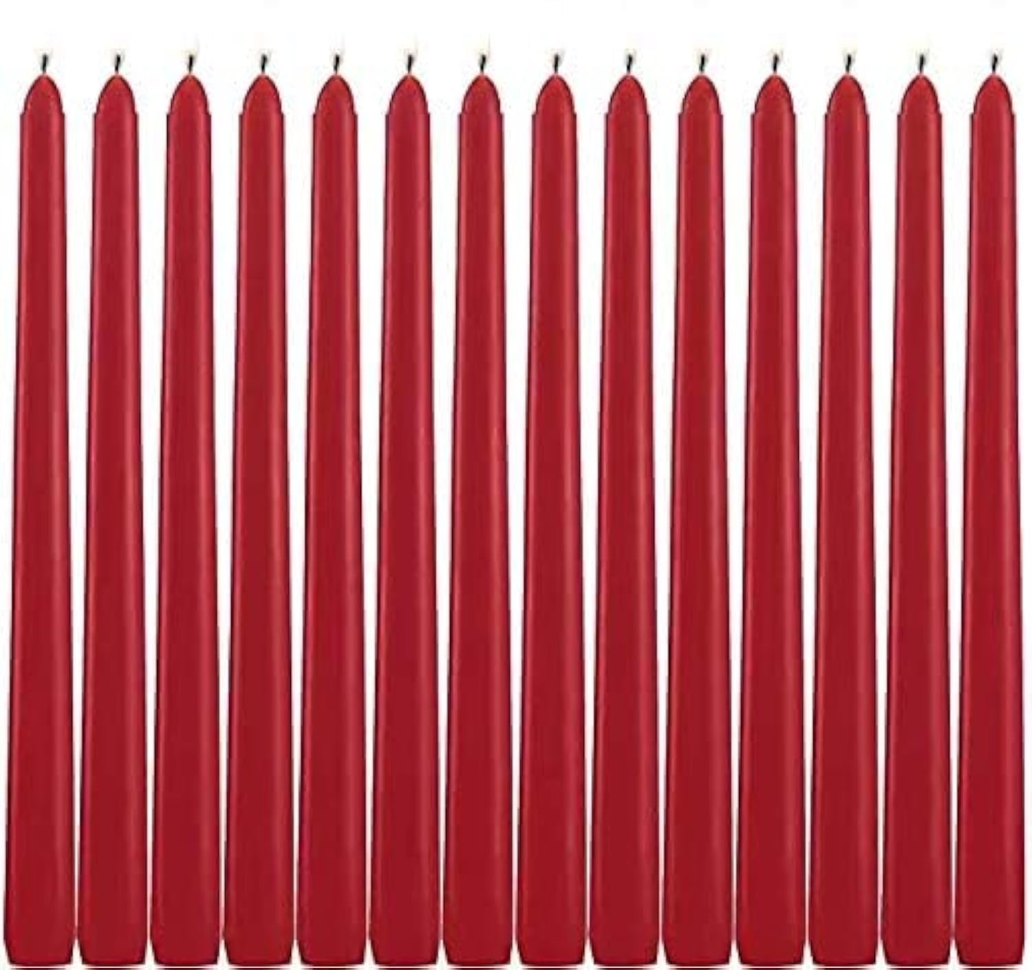 Red Taper Candles - Set of 14 Dripless Candles - 10 inch Tall, 3/4 inch Thick - 7.5 Hour Clean Burning