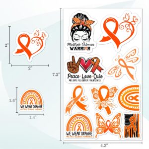 50 Pack Pcs Multiple Sclerosis Awareness Orange Ribbon Stickers for Water Bottles Waterproof Vinyl Laptop Luggage Inspirational Sticker Packs Teens Adults Aesthetic Small Decals