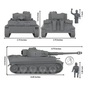 BMC CTS WW2 German Tiger I Tank - Gray 1:38 Plastic Army Men Military Vehicle