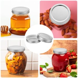 LOYORTY 50 pcs Regular Mouth Mason Canning Jar Lids, Reusable Metal Lids for Mason Jar, Leak Proof Secure Mason Storage Cover Caps (Silver)