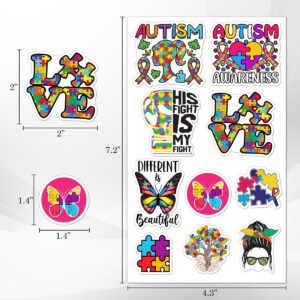 50 Pack Pcs Autism Awareness Stickers for Water Bottles Waterproof Vinyl Laptop Luggage Phone Case Cars Inspirational Sticker Packs Bulk Adults Teens Kids Aesthetic Small Decals