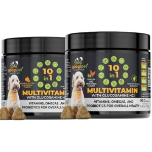 googipet multivitamin 2 pack bundle - 1 90 count chicken & vegetable flavor + 1 90 count peanut butter & pumpkin flavor