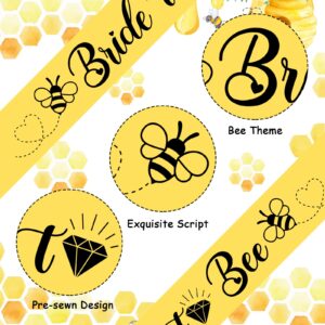 JOYMEMO Bride To Bee Sash for Bridal Shower - Bee Bachelorette Party Decorations, Bride To Bee Bridal Shower Party Decor, Bee Themed Engagement Wedding Party