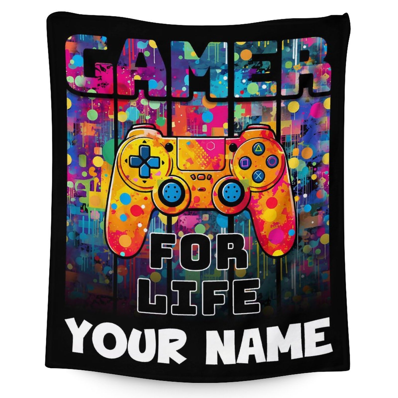 Custom Game Blanket, Gaming Blanket for Boys Men, 60 x 50 Inches Flannel Blanket, Cool Gamer Blanket for Bed Bedding, Game Club, Living Room, Sofa