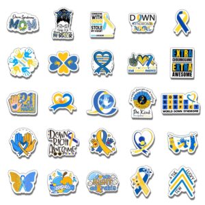 50 Pack Pcs Down Syndrome Awareness Ribbon Stickers for Water Bottles Waterproof Vinyl Laptop Luggage Inspirational Sticker Packs Adults Teens Girls Boys Aesthetic Small Decals