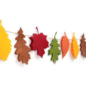 felt fall leaf garland - double layers felt leaves banner, fall decorations for mantle, thanksgiving decorations