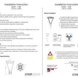 ESB LED Post Top Light Garden Streets Parking Lot, Commercial Area