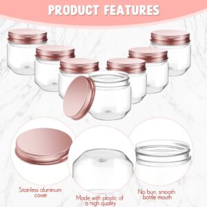 Maxcheck 105 Pcs 3 oz Wide Mouth Mason Jars Clear Plastic Jars with Lids Mini Storage Containers Bulk for Herb Jelly Wedding Favors Shower Party Favors(Rose Gold)