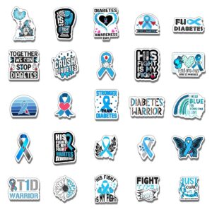 50 Pack Pcs Type One Diabetes Awareness Ribbon Stickers for Water Bottles Waterproof Vinyl Laptop Funny Inspirational Sticker Packs Bulk Set Teens Adults Aesthetic Small Decals