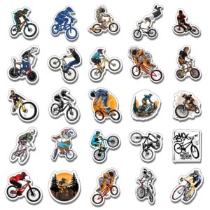 50 Pack Pcs BMX Bike Stickers for Water Bottles Waterproof Vinyl Laptop Luggage Scrapbooking Transportation Biking Sticker Packs Bulk Set Teens Adults Boys Aesthetic Small Decals