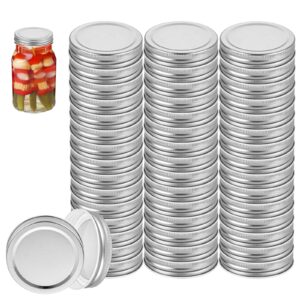 loyorty 50 pcs regular mouth mason canning jar lids, reusable metal lids for mason jar, leak proof secure mason storage cover caps (silver)