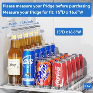 LAMU Drink Organizer for Fridge Automatic Pusher Glide Soda Can Dispenser Width Adjustable Pop Can Holder Beverage Organizer for Refrigerator 14.96"D Adjustable for 6-20oz (White 5 Rows)