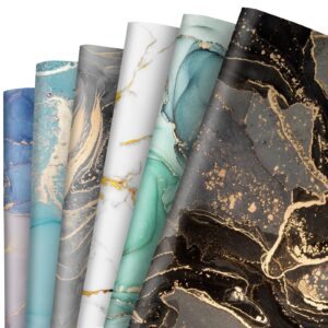 whaline 12 sheet marble wrapping paper 6 designs colorful gift wrap paper folded flat diy craft art paper for wedding birthday party decor wrapping supplies, 19.7 x 27.6 inch