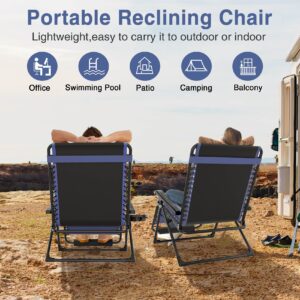 Slendor Oversized Padded Zero Gravity Chair, 29Inch XL Reclining Camping Lounge Chair with Large Cup Holder & Footrest, Reclining Patio Chairs Folding Recliner for Outdoor Indoor