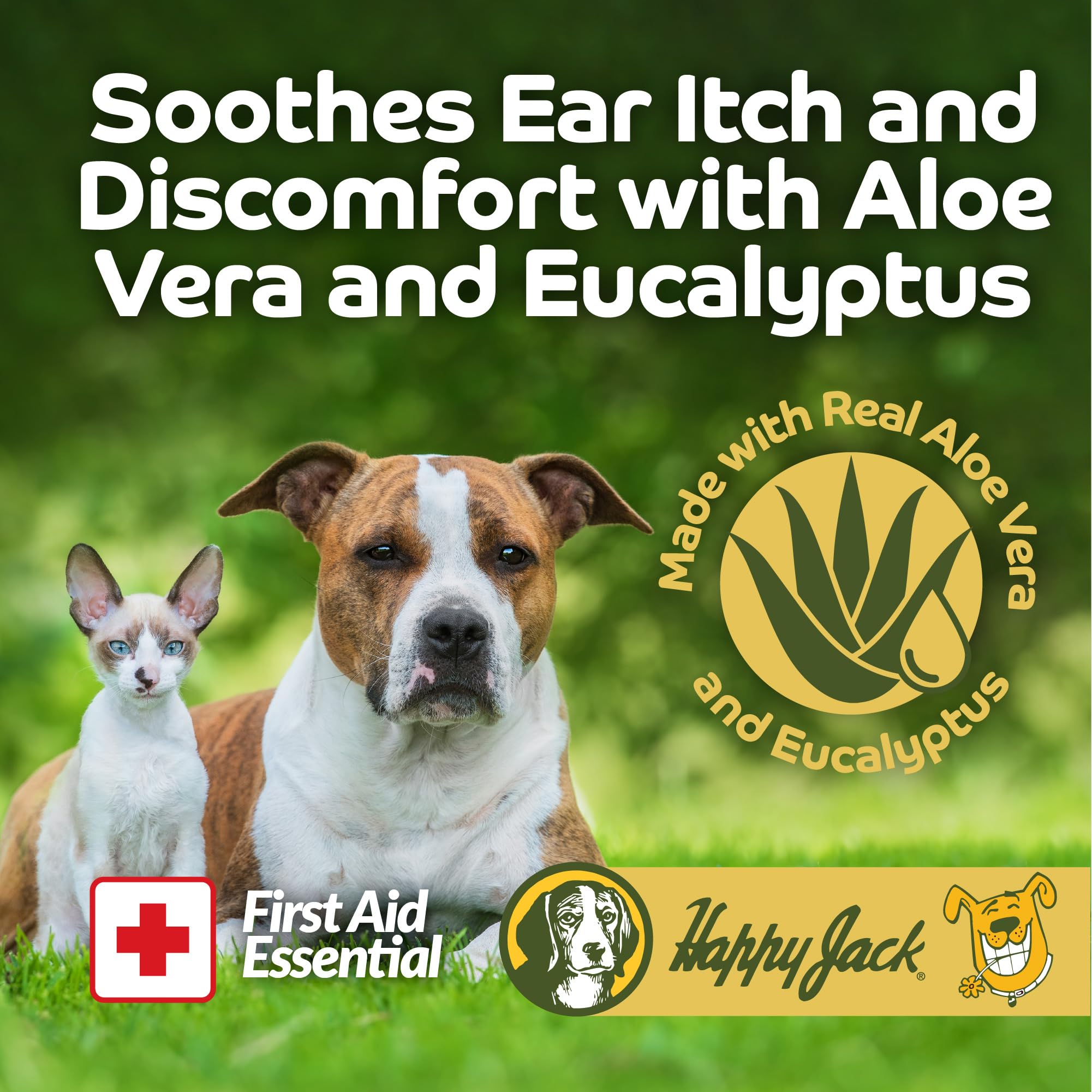 HAPPY JACK Dog Ear Wipes with Aloe, Ear Wipes for Dogs to Soothe Itch and Discomfort from Dog Ear Infection, Aloe Vera-Cucumber Dog Ear Cleaner Wipes are Great for Dog Itchy Ear Relief, 100 Ct