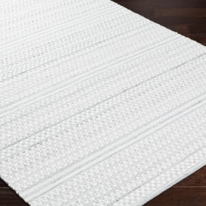 Hauteloom Kendi Wool Living Room, Bedroom Area Rug - Modern Farmhouse - Neutral Bohemian Boho - Light Gray, White - 3'6" x 5'6"