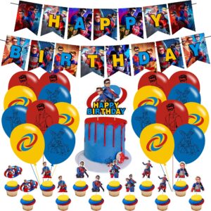 henry birthday party decorations, tv show themed party supplies set with happy birthday banner cake cupcake toppers latex balloons for fans birthday baby shower party favors