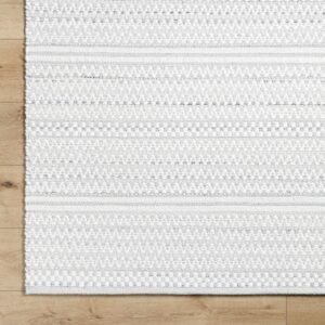 Hauteloom Kendi Wool Living Room, Bedroom Area Rug - Modern Farmhouse - Neutral Bohemian Boho - Light Gray, White - 3'6" x 5'6"