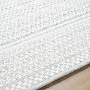 Hauteloom Kendi Wool Living Room, Bedroom Area Rug - Modern Farmhouse - Neutral Bohemian Boho - Light Gray, White - 3'6" x 5'6"