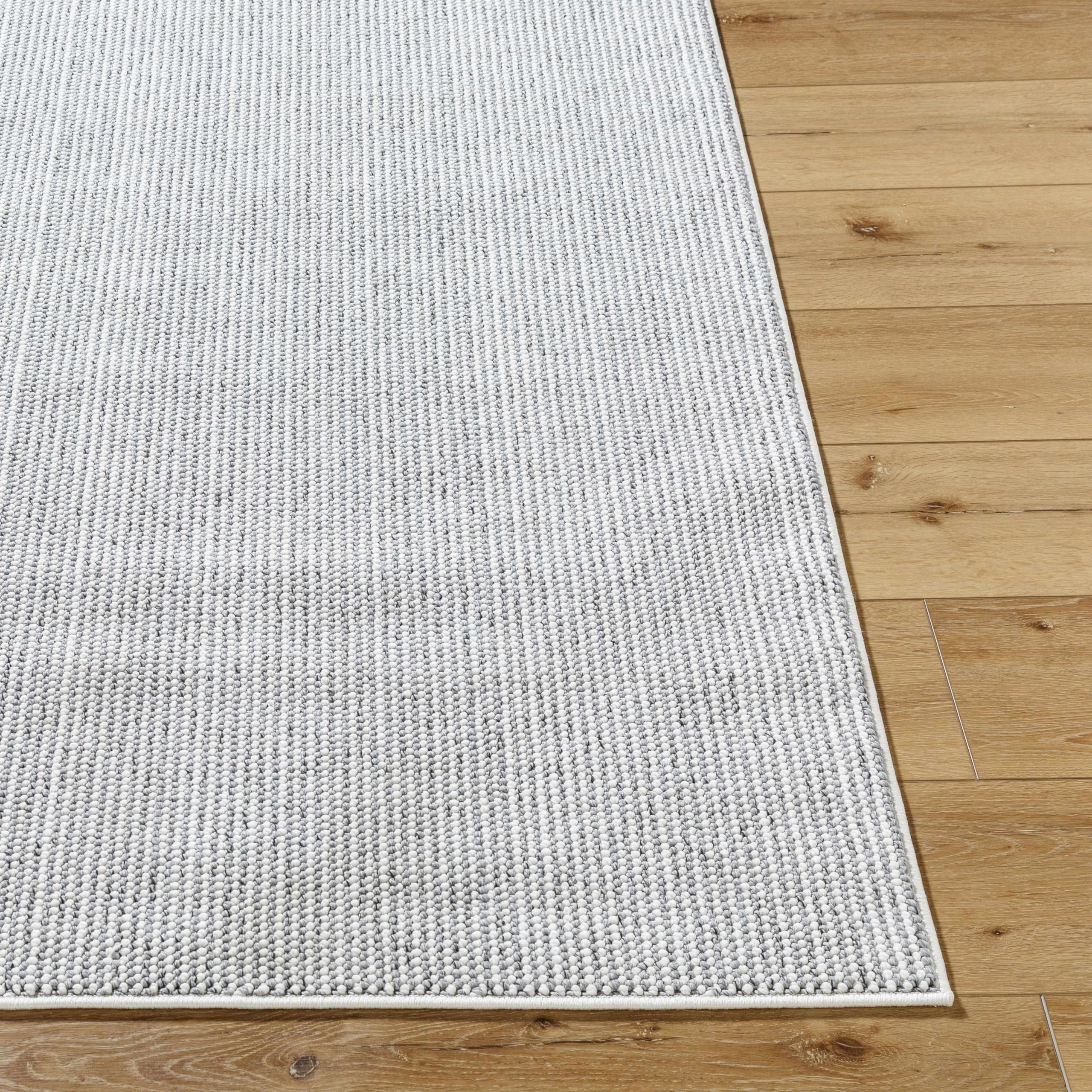 Hauteloom Mayes Living Room, Bedroom Area Rug - Farmhouse Solid Bubble Weave Carpet - Gray, White - 6'7" x 9'