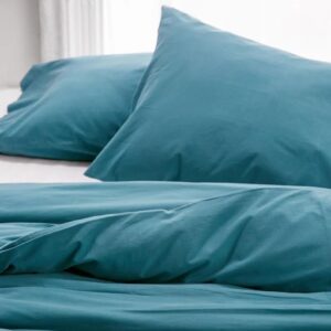 The Bed Linen Queen Duvet Cover Set with 3 Piece Soft Linen Bedding Set 1 Duvet Cover with 2 Pillowcase Luxurious (Ocean Blue)