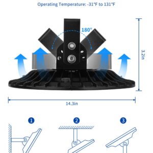 6 Pack300W UFO LED High Bay Light, 30000 LM Factory Warehouse Industrial Lighting, 6000-6500K Shop Warehouse LED Lights, IP54 Waterproof, Commercial LED Bay Lighting for Garage Factory Workshop Gym