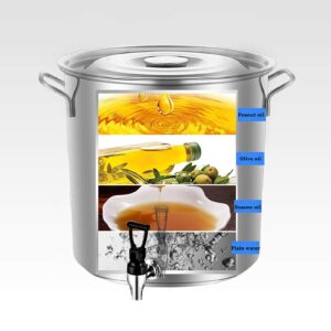 Stock Pot With Spigot - Large Stock Pot With Lid, Stockpot Large Stock Pot, Food Grade 304 Thick Stainless Steel Soup Bucket（with Faucet) Suitable, for All Stove