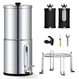 2.25g gravity water filtration system - water level window, nsf/ansi 42&372 certification,18/8 stainless steel countertop water filter system - reduce up to 99.9% chlorine, for home, rving