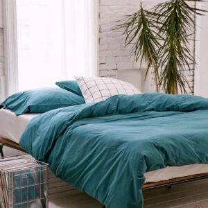 The Bed Linen Queen Duvet Cover Set with 3 Piece Soft Linen Bedding Set 1 Duvet Cover with 2 Pillowcase Luxurious (Ocean Blue)