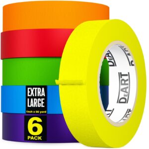 6pcs colored masking tape, extra long 1008 feet x 1 inch painters tape, color painter tape, paper tape for labeling or coding, painter tape, craft tape, colorful masking tape, diy artist tape art tape