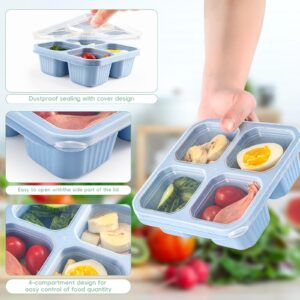 DIMBRAH Snack Containers (4 Pack),Lunch Box Containers,Reusable 4 Compartment Snack Box Container,Small Bento Box,Lunchable Containers 4 Compartments for Work and Traveling- with Forks