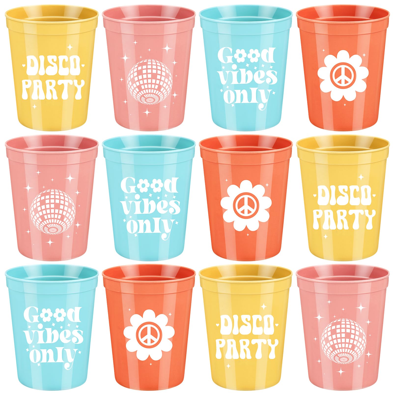 Norme 16 Pcs Groovy Retro Bachelorette Party Decorations Cups 16 oz Reusable Hippie Boho Party Plastic Cup 70s Bridal Shower Cup Bulk Dazed and Engaged Bachelorette Drinking Drinkware Supplies Favor