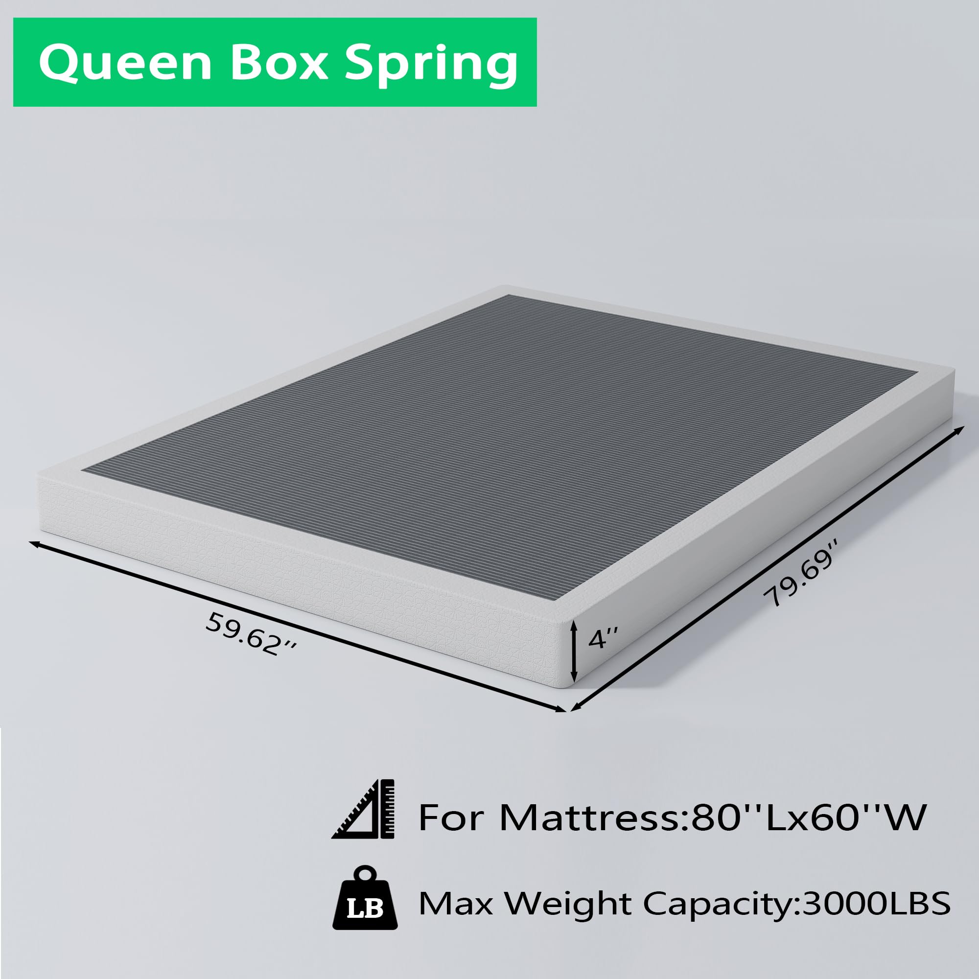 Vaciwe Queen Box Spring 4 Inch Heavy Duty Metal Box Springs Mattress Foundation with Easy Clean Cover, Noise Free, Easy Assembly