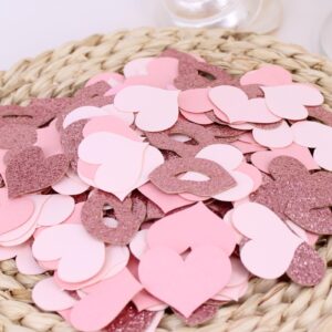 blopee heart confetti, 300 pcs pink confetti, valentines confetti for bridal shower decorations, valentines day, wedding shower, anniversary party