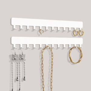 bussdis necklace holder hanging jewelry organizer - jewelry organizer for necklace, self-adhesive necklace organizer, wall jewelry organizer,2 pack, white