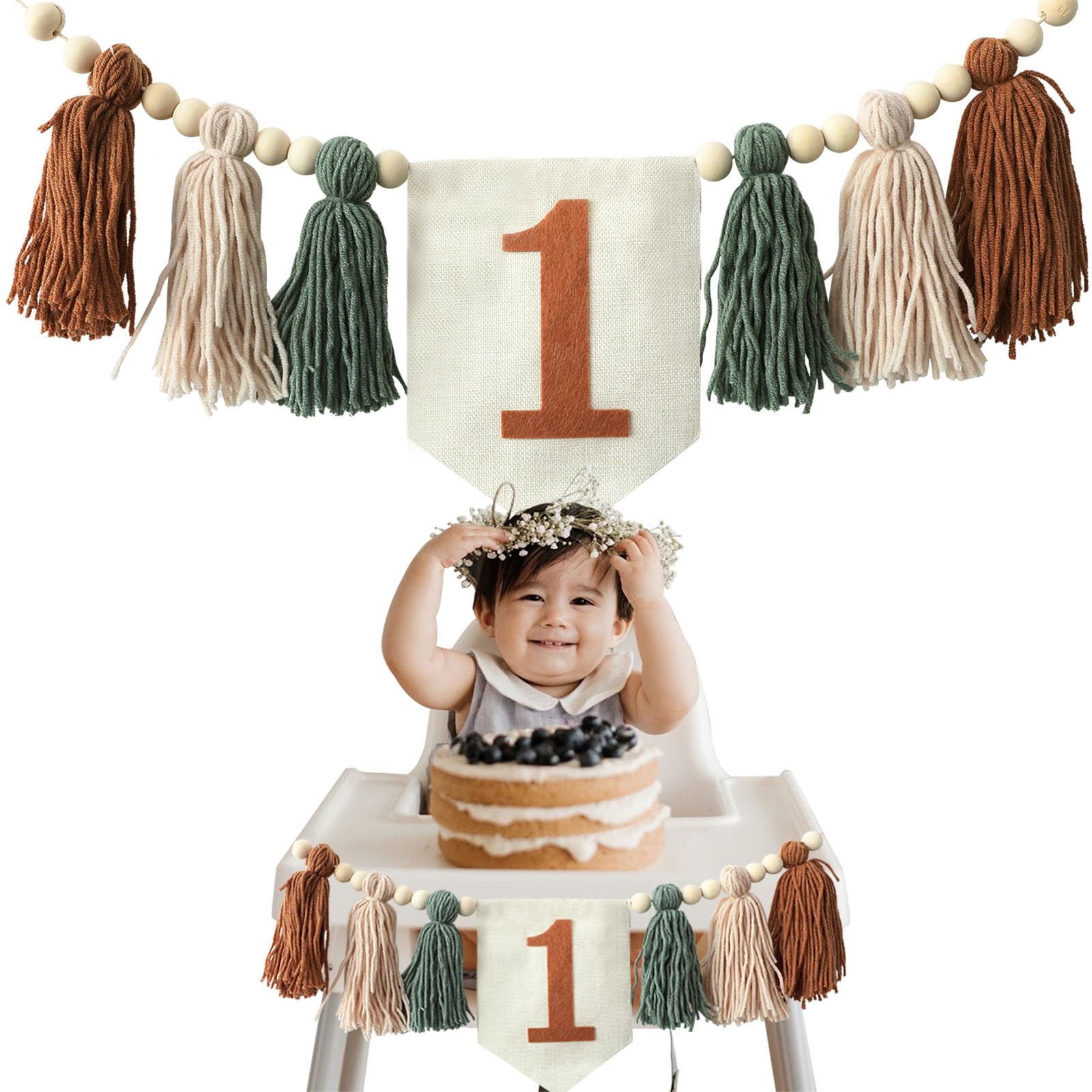 Handmade Boho 1st Birthday High Chair Banner Party Decoration For Girl Baby Shower Wall Hangings Decorative For Kids Bedroom