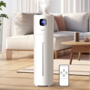 large humidifiers for bedroom, 9l/2.5gal ultrasonic cool mist humidifier, easy clean humidifier with 350ml/h large mist speed, quiet tower humidifier, suitable for kids room plant yoga (white)