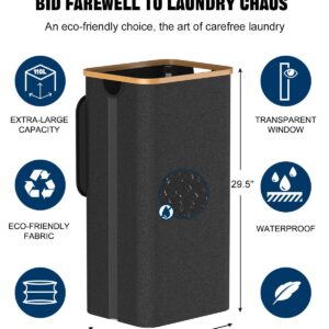 CHAMUTY Large Laundry Basket, Clothes Hampers for Laundry, Dirty Clothes Hamper, Foldable & Space Saving (Black)