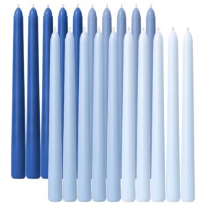 viyffo 10 inch taper candles blue set of 20 unscented, dripless, smokeless long tall tapered candlesticks wedding home decor dinner-natural color series