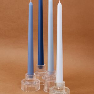 Viyffo 10 Inch Taper Candles Blue Set of 20 Unscented, Dripless, Smokeless Long Tall Tapered Candlesticks Wedding Home Decor Dinner-Natural Color Series