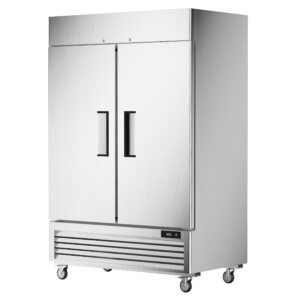 Coolski 54’’ Commercial Freezer with 2 Door, Stainless Steel Reach-in Freezer Upright with 49 Cu.Ft/8 Shelves, Two Section Fan Cooling Freezers for Restaurant Garage ETL NSF Approved