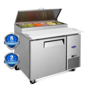 orikool 44" commercial pizza prep table, 11 cu.ft capacity, etl & doe listed