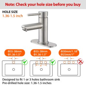 Brushed Nickel Bathroom Sink Faucets Single Hole Single Handle Stainless Steel Bathroom Faucet RV Faucet Deck Mount 1 Hole or 3 Holes with Pop-up Drains