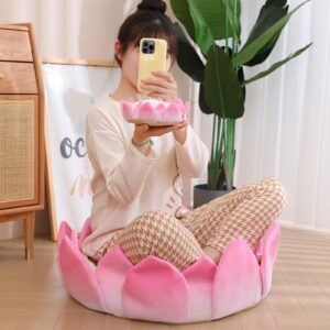 Lotus Flower Pillow Plush Floor Cushion Cartoon Anime Stuffed Plants Throw Pillows for Home Decor(Lotus Flower,20cm)