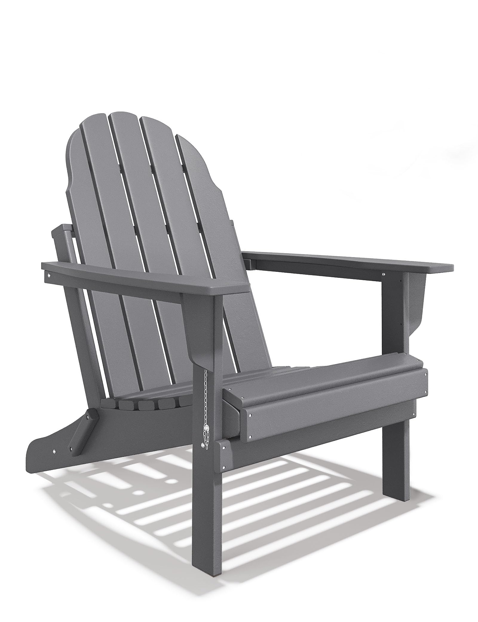 Folding Adirondack Chair - Durable HDPE Poly Lumber All-Weather Resistant, Foldable Oversized Balcony Porch Patio Outdoor Chair for Lawn, Backyard, Deck, Garden, Camping - Easy Installation, Gray