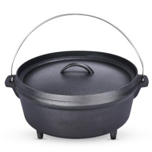 bruntmor 5 qt camp dutch ovens set - black: experience high-performance cooking with this versatile and durable 3-piece set, including a pot, lid, and 9" meat rack/trivet. - 13 x 13 inch