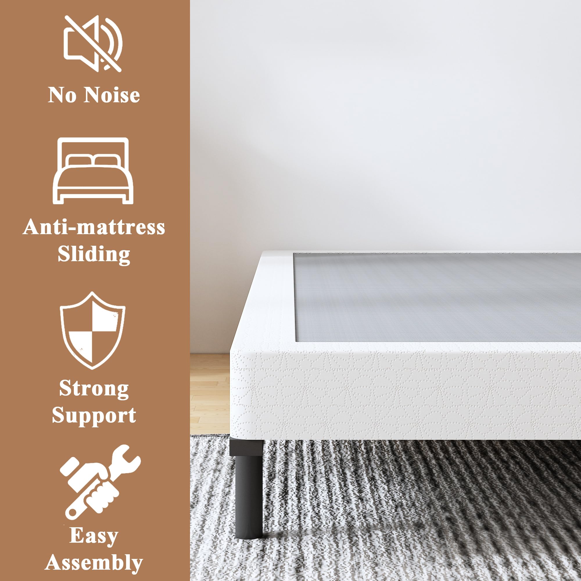 Vaciwe Queen Box Spring 4 Inch Heavy Duty Metal Box Springs Mattress Foundation with Easy Clean Cover, Noise Free, Easy Assembly