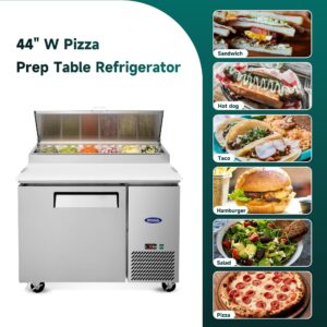 ORIKOOL 44" Commercial Pizza Prep Table, 11 Cu.ft Capacity, ETL & DOE Listed