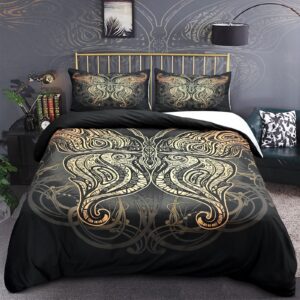 zhh duvet cover queen bedding 3 of set - 3d digital butterfly quilt cover with 4 corner belts, soft breathable, black